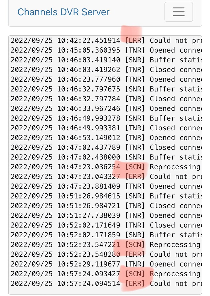 Error: Reprocessing metadata for TV - Channels DVR - Channels Community