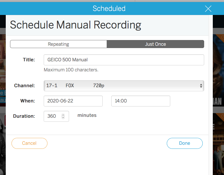 WHY is there still no Manual Recording option? - Channels DVR Server ...