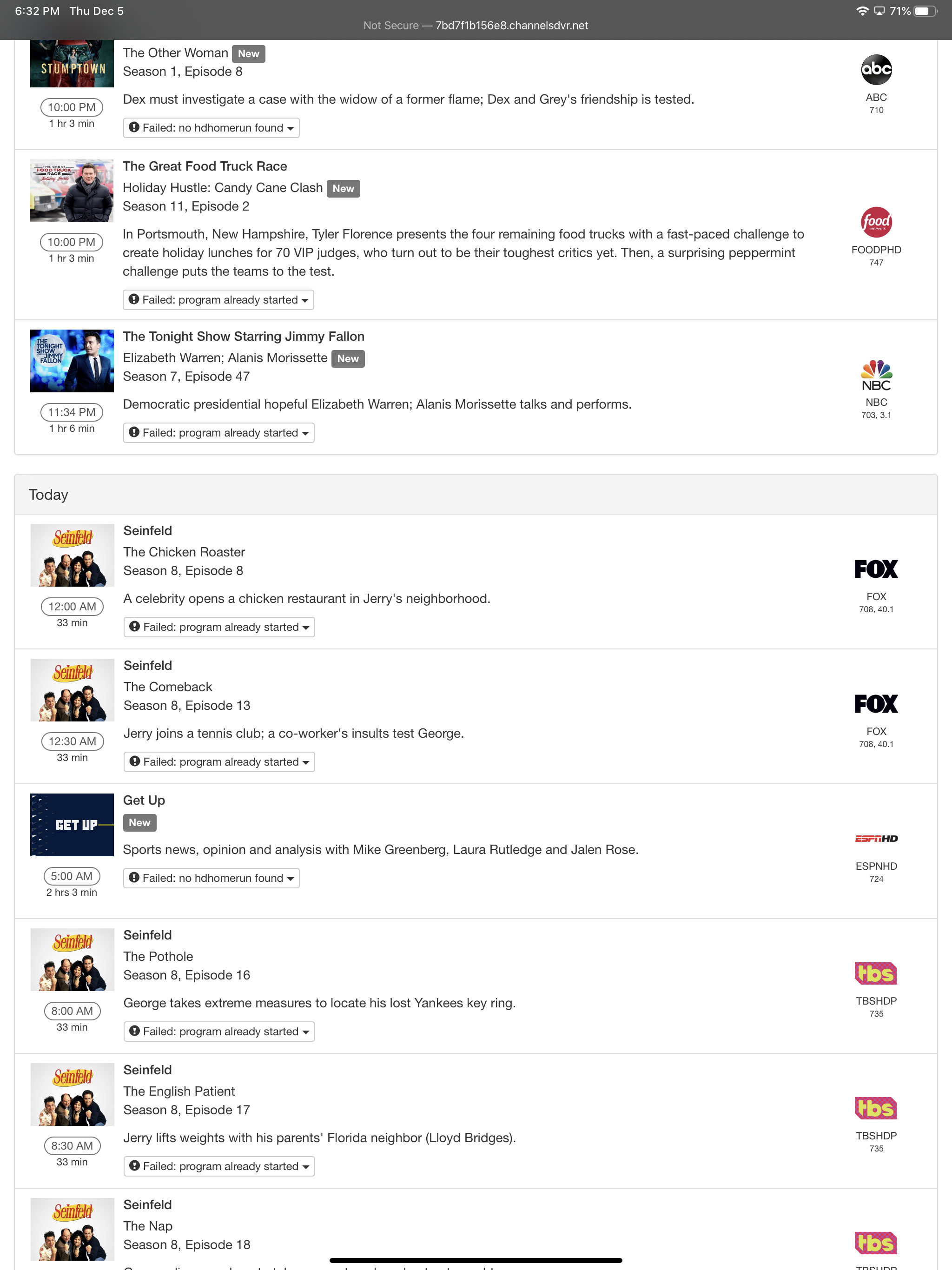 Failed recordings / no HDHomeRun found - Channels DVR Server - Channels ...